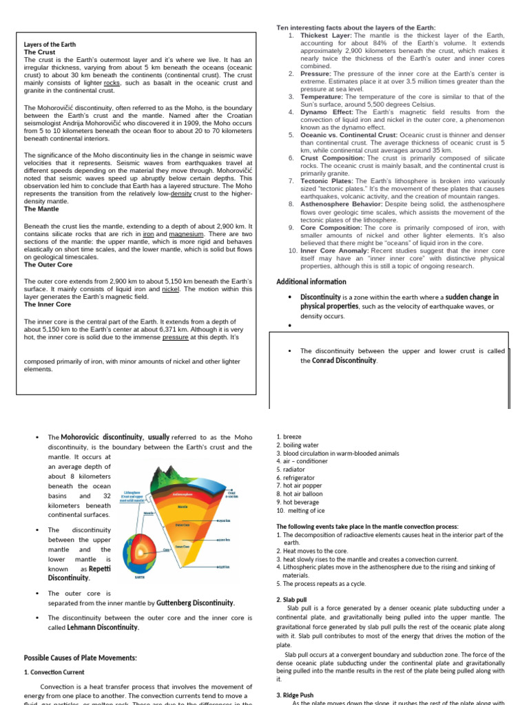 Notes Layers of The Earth and Earths Mechanism | PDF