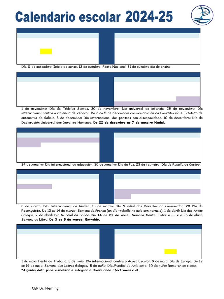 Calendario - Escolar 24-25 | PDF
