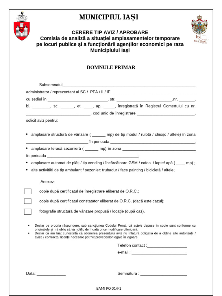 Cerere Tip - Aviz Amplasare Comisie | PDF