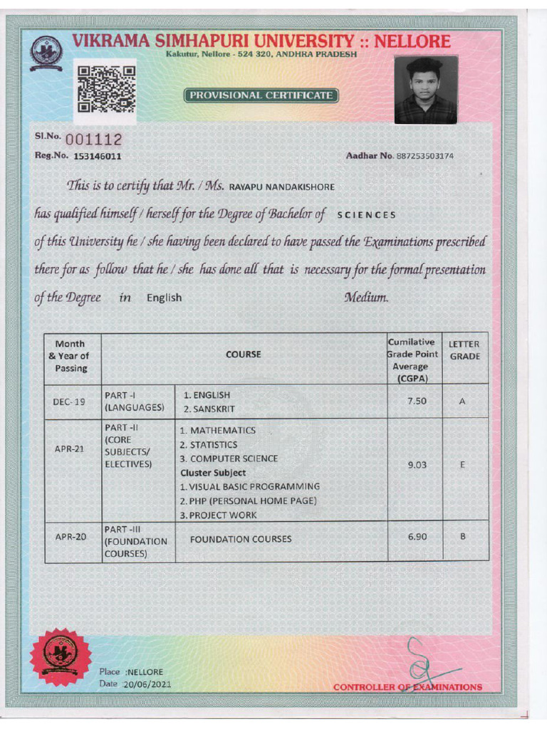 Degree Certificate | PDF