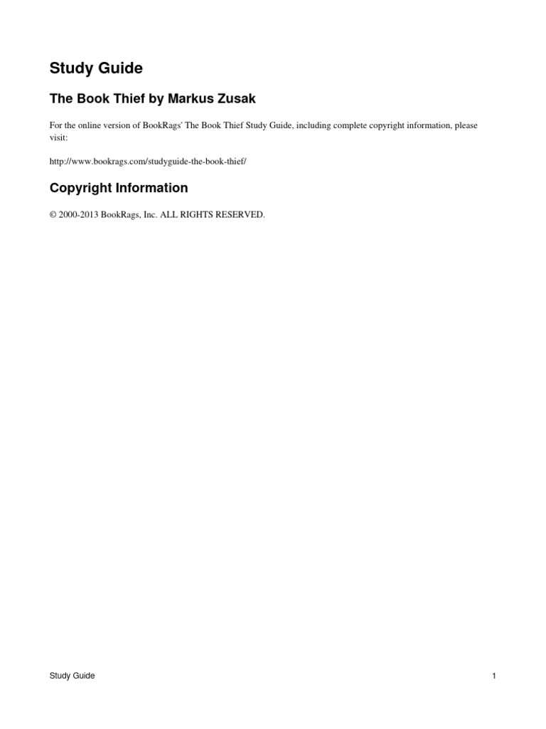 The Book Thief Studyguide | PDF