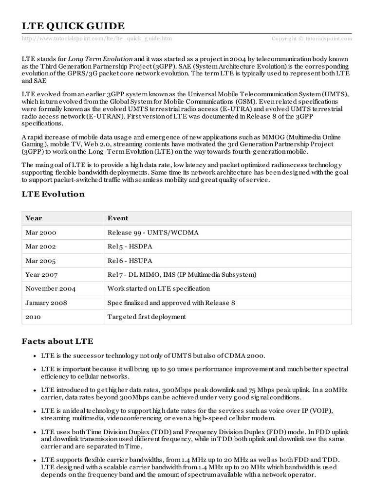 LTE Quick Guide | PDF