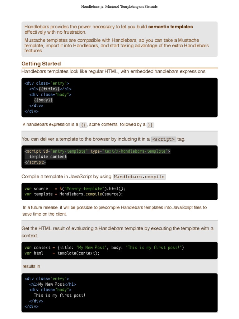 Handlebars | PDF | Java Script | Software Handlebars | PDF | Java Script | Software