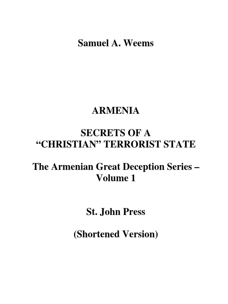 ARMENiA SECRETS OF A CHRiSTiAN TERRORiST STATE - SAM WEEMS | PDF ...