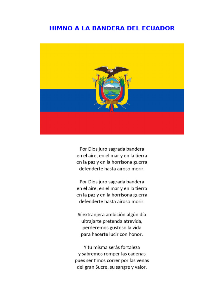 Himno A La Bandera Del Ecuador | PDF