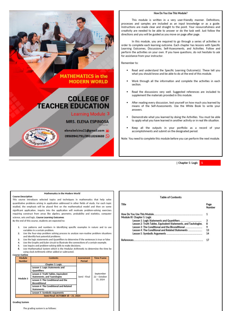 Mathematics in The Modern World BSED M3C5 Edited Printing | PDF