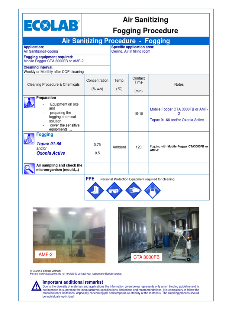 SOP - Air Sanitizing Fogging Procedure | PDF
