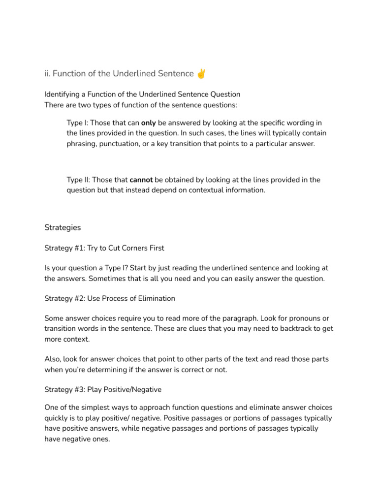 Function of The Underlined Sentence | PDF