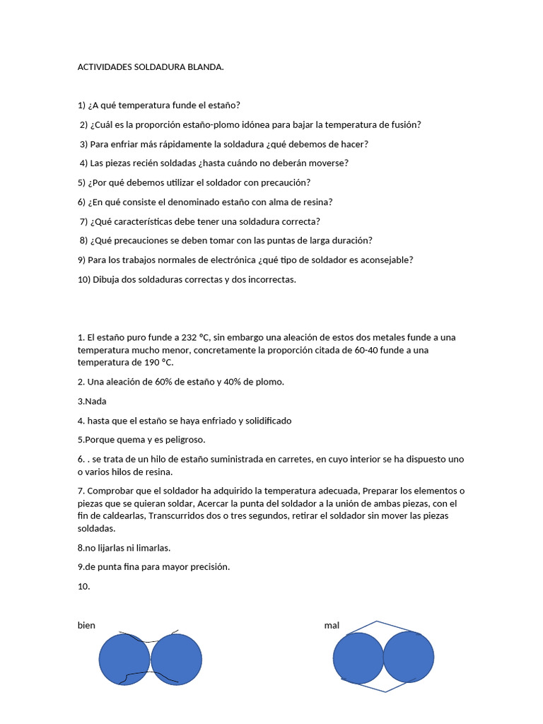 ACTIVIDADES SOLDADURA BLANDA Jaime Andreu | PDF