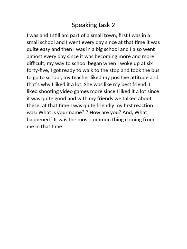 Speaking Task 2 | PDF