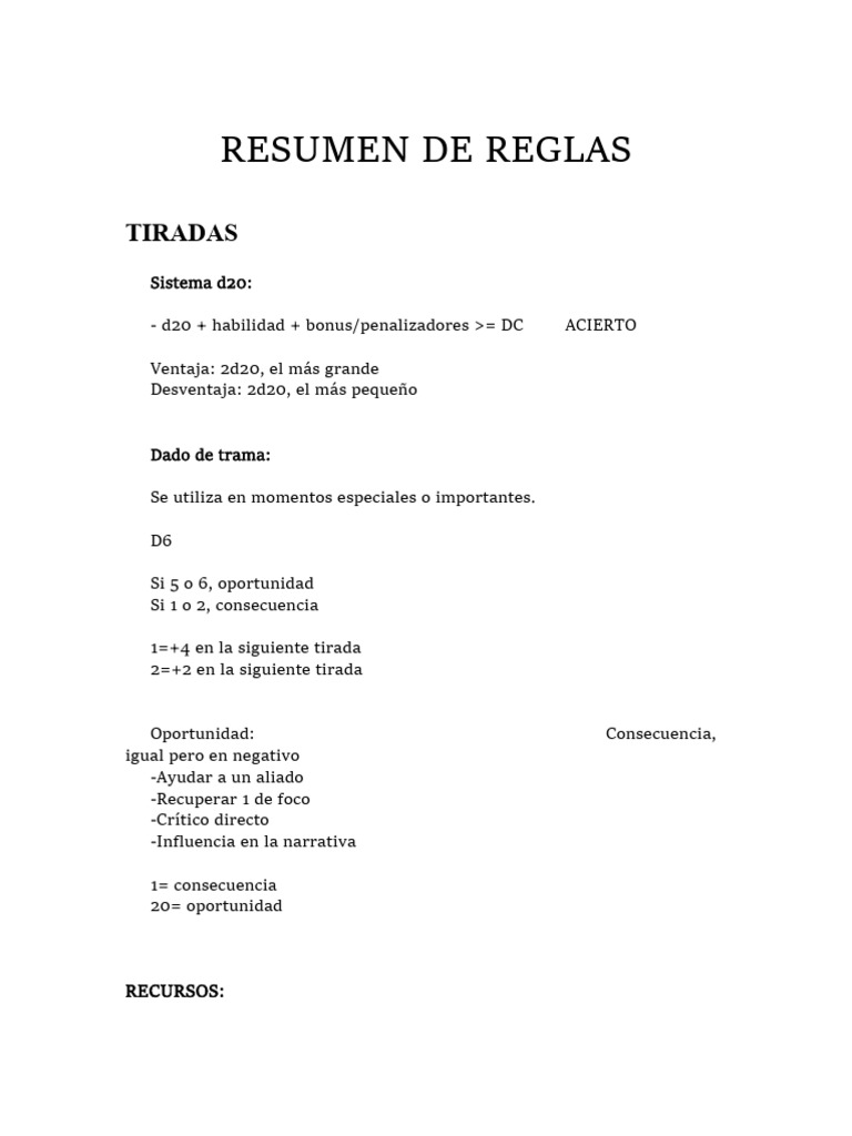 Resumen de Reglas Cosmere RPG | PDF