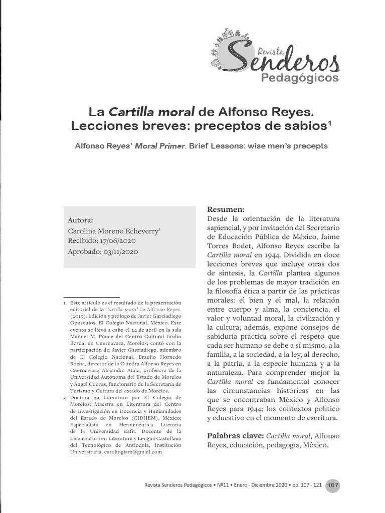La Cartilla Moral de Alfonso Reyes Lecci | PDF
