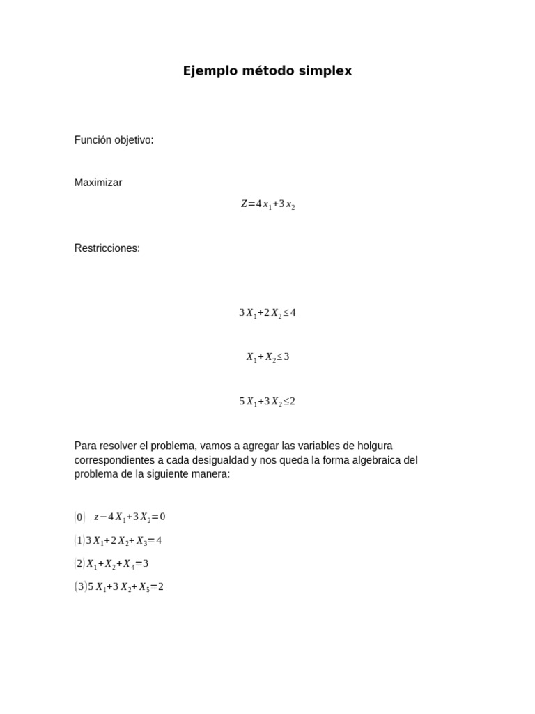 Ejemplo Método Simplex | PDF