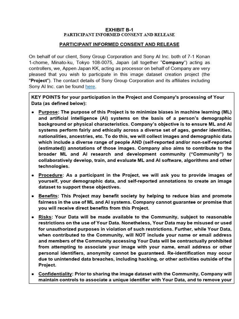 Consent Form - EXHIBIT B-1 - Version2 | PDF