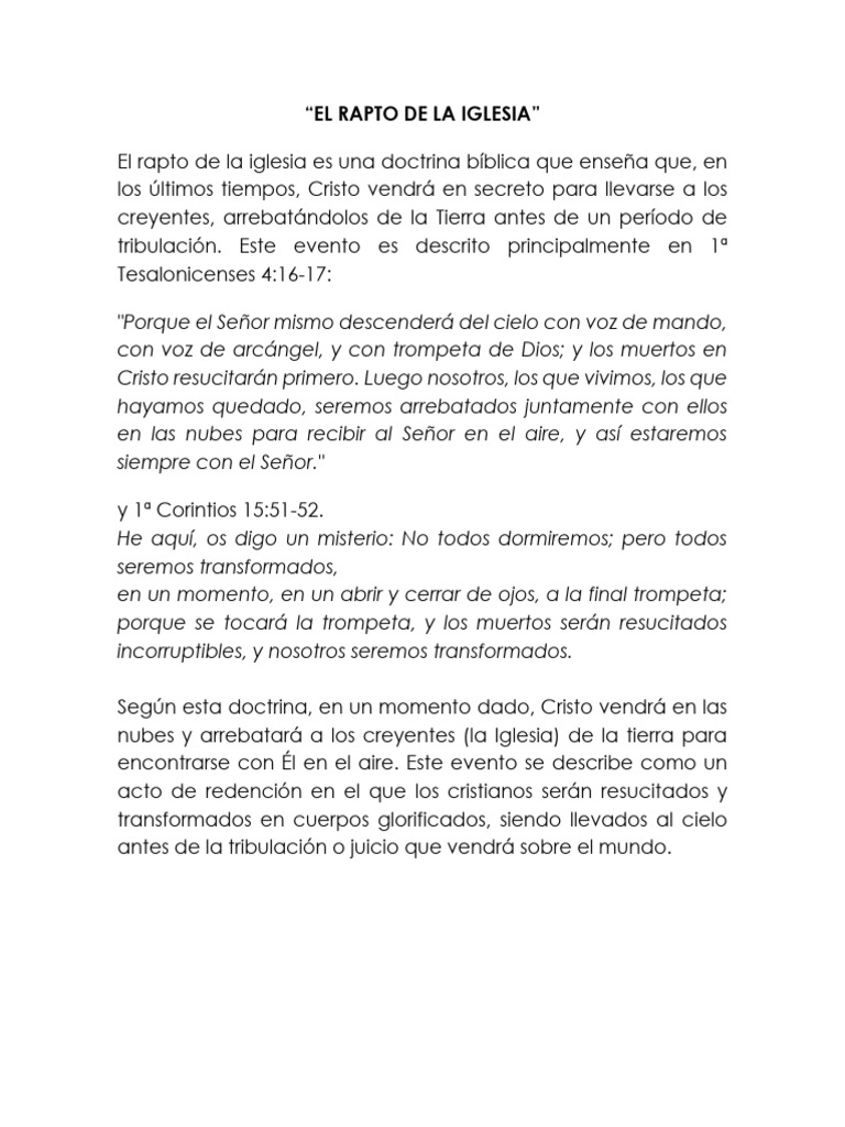 El Rapto De La Iglesia Pdf