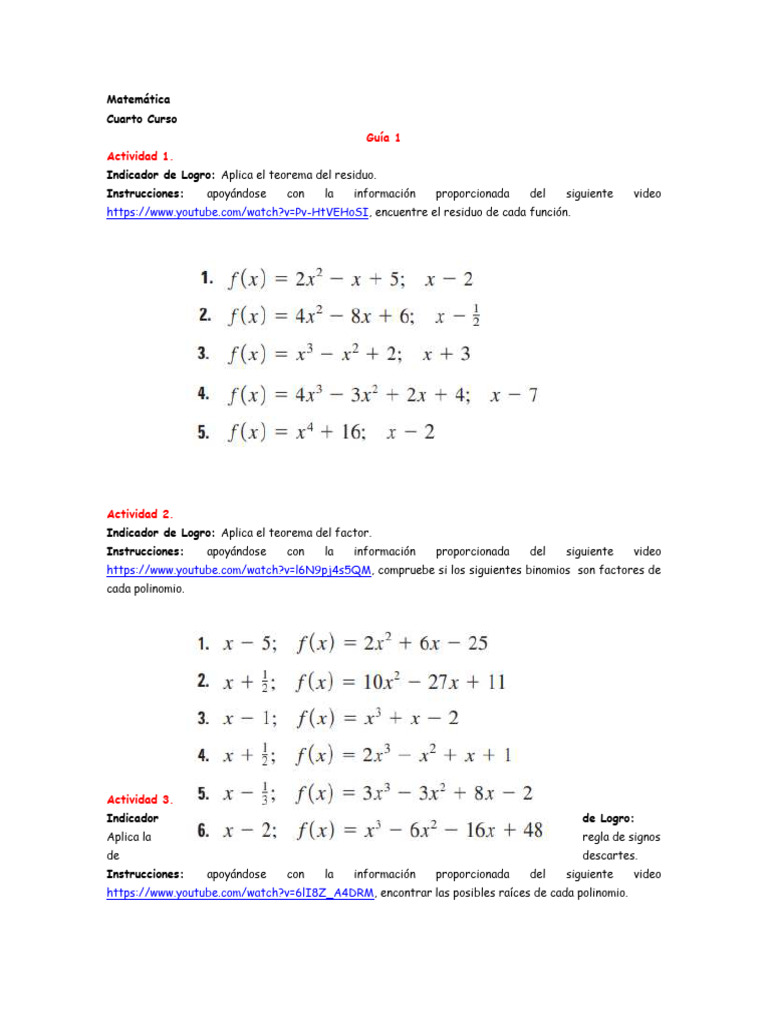 Matemática - IV Bach - 1 | PDF