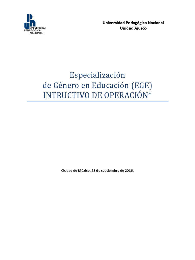 Instructivo de Operación EGE | PDF