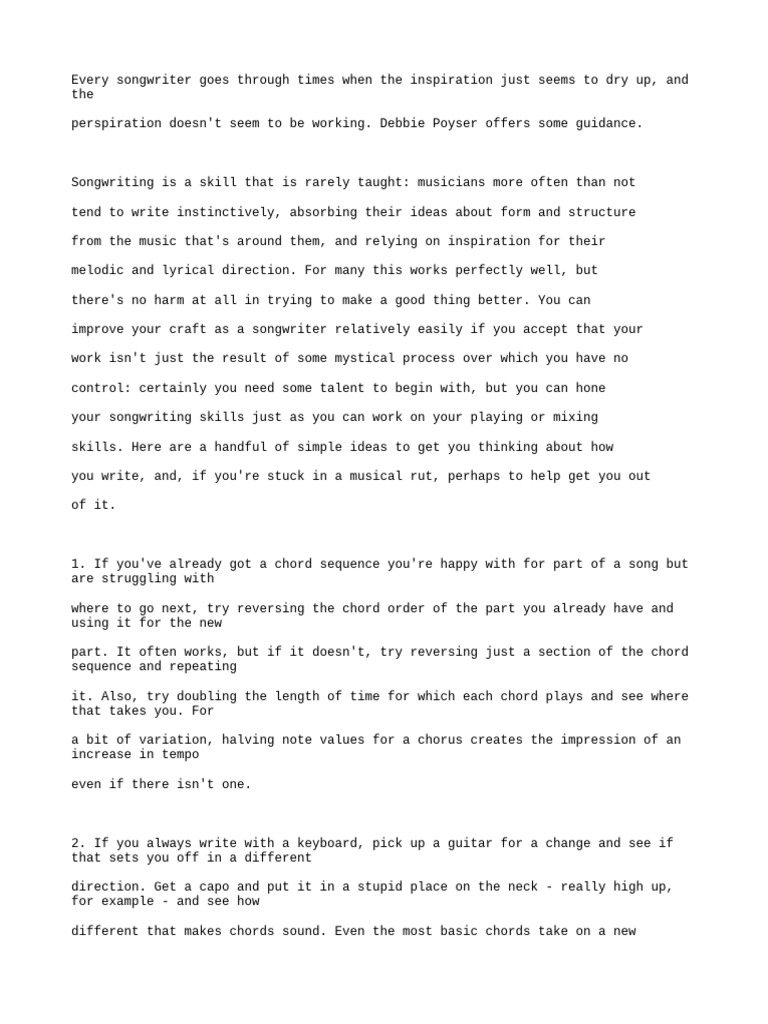 20 Songwriting Tips | PDF