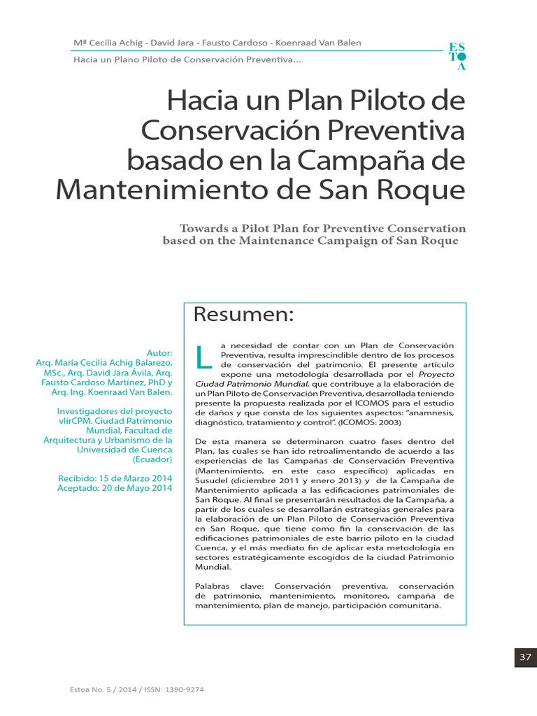 Hacia Un Plan Piloto de Conservacion Preventiva | PDF