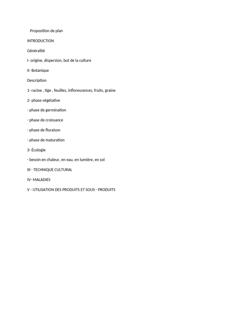 Proposition de Plan | PDF