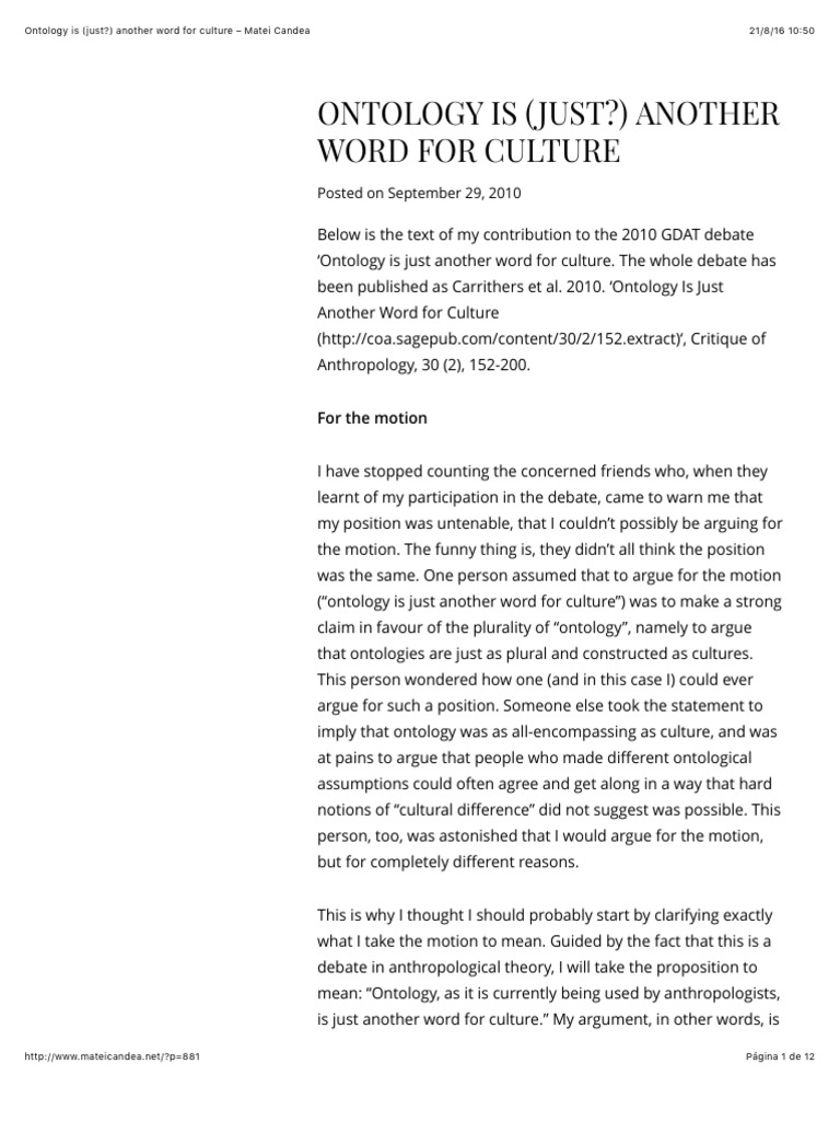 Candea - Ontology Is Just Another Word For Culture - Matei Candea | PDF