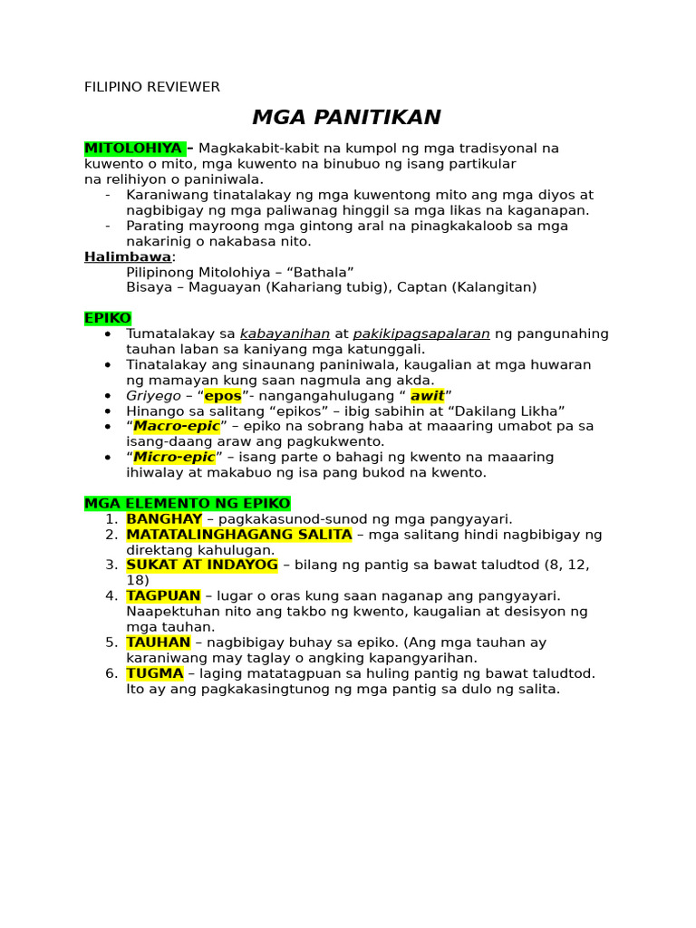 Fil101 Midterm | PDF