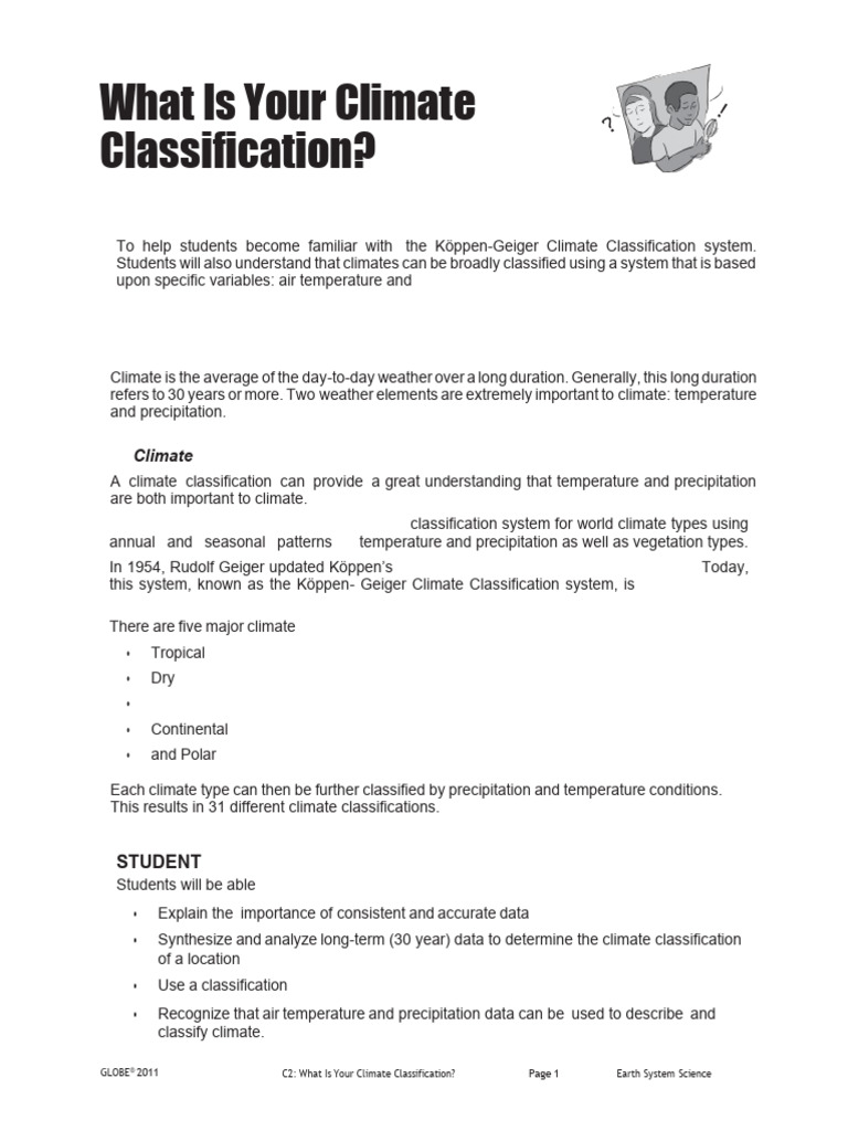 Koppen Geiger Climate Classification Activity | PDF