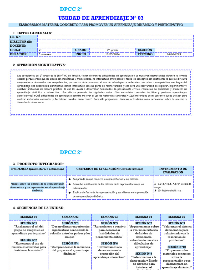 Unidad Didáctica #3 - DPCC - 2do | PDF