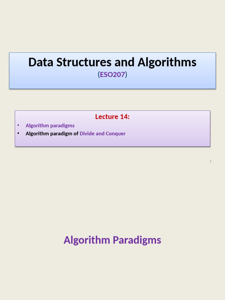 Lec14 Divide and Conquer I | PDF