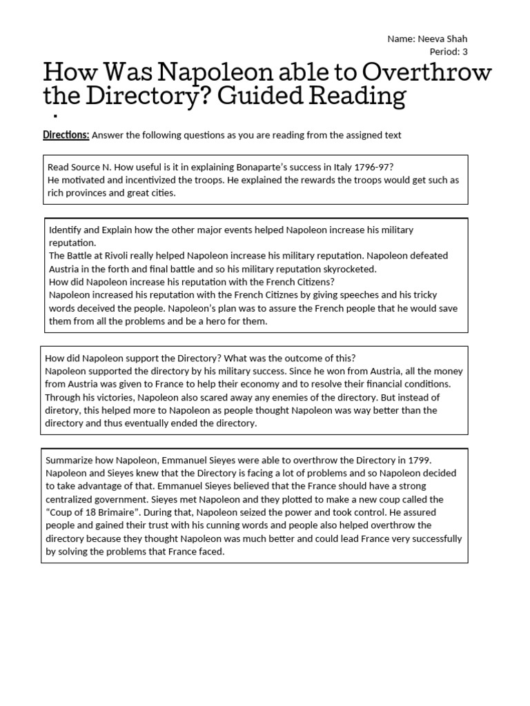 How Was Napoleon Able To Overthrow The Directory | PDF