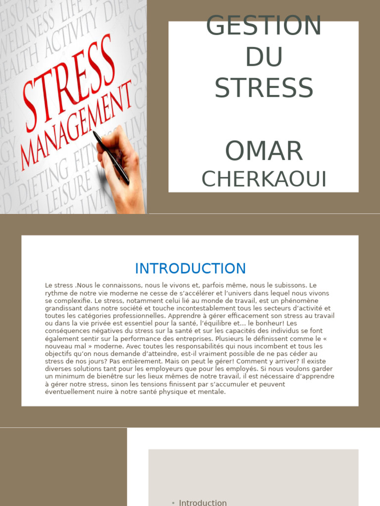 Gestion Du Stress | PDF | Stress (Biologie) | Dépression (psychiatrie)