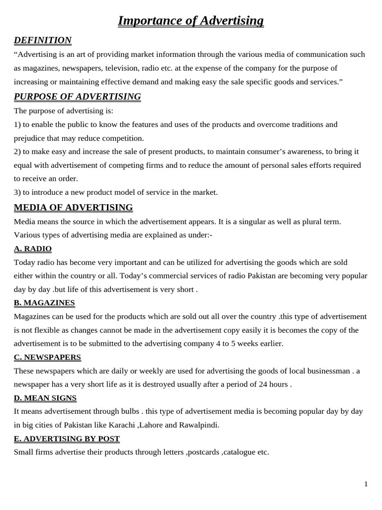 6-Importance of Advertising | PDF