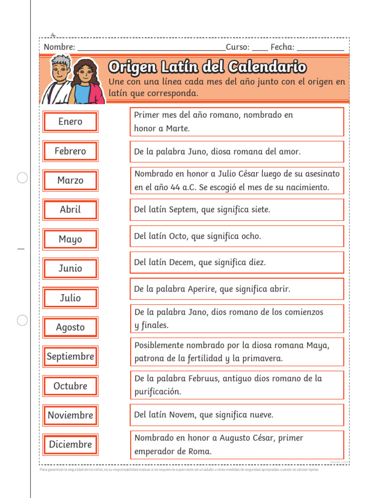 Guia de Trabajo Origen Latin Del Calendario | PDF