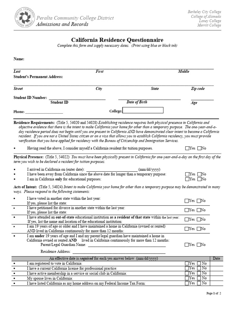 Residency Questionnaire 2021 5 | PDF