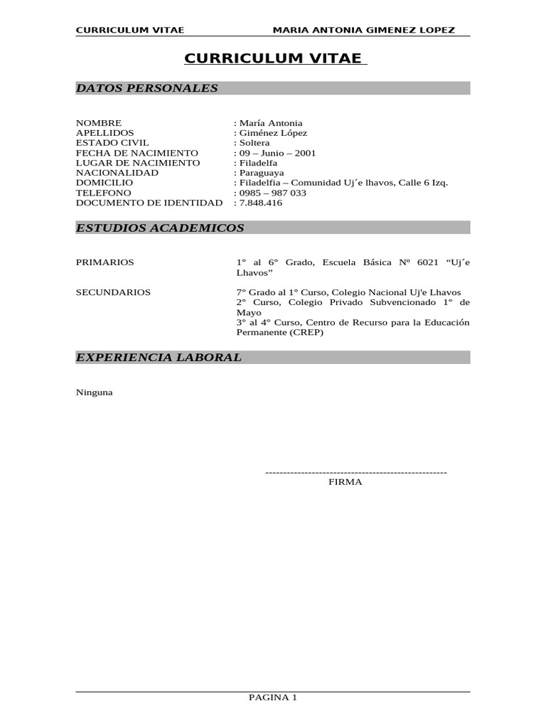 Curriculum Vitae Maria Antonia Gimenez Lopez | PDF