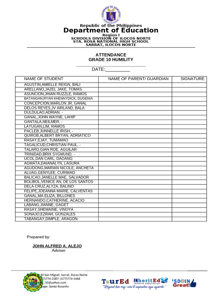 ATTENDANCE PARENTS | PDF
