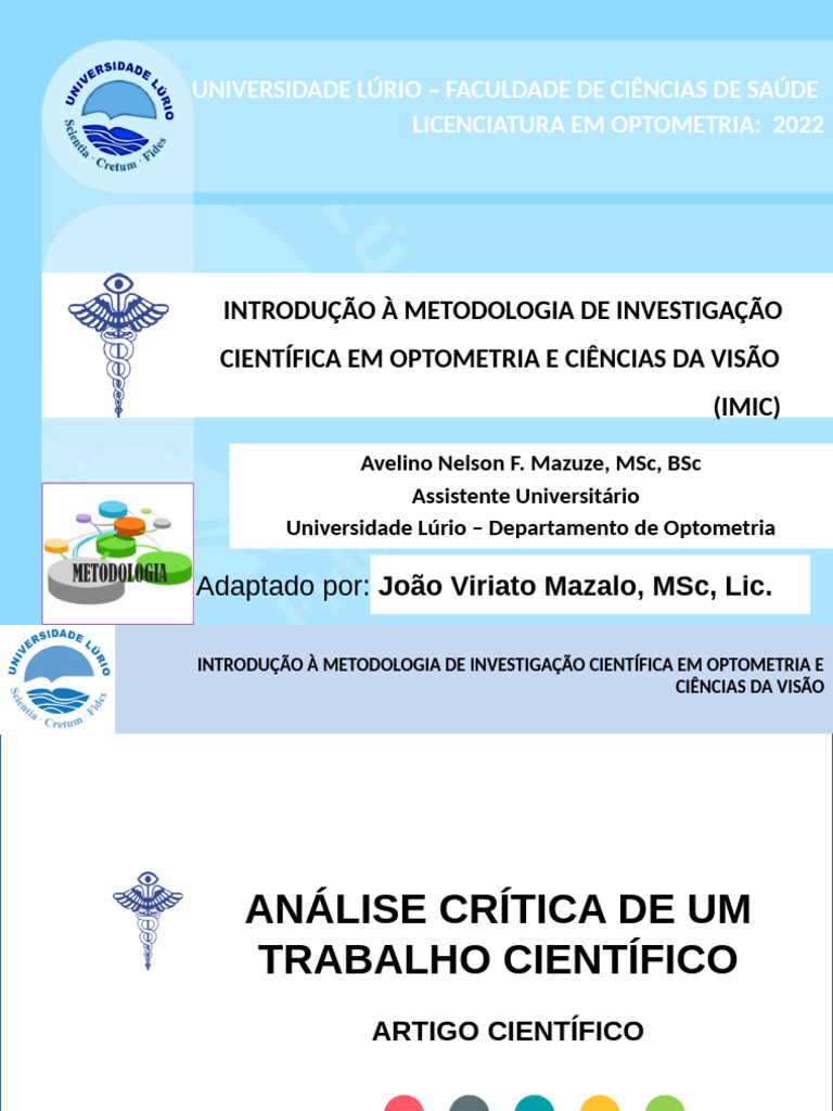 4 e 5 Avelino Mazuze - Adaptado - Joao Mazalo - Análise e Resumo Dos Trabalhos Científicos ...