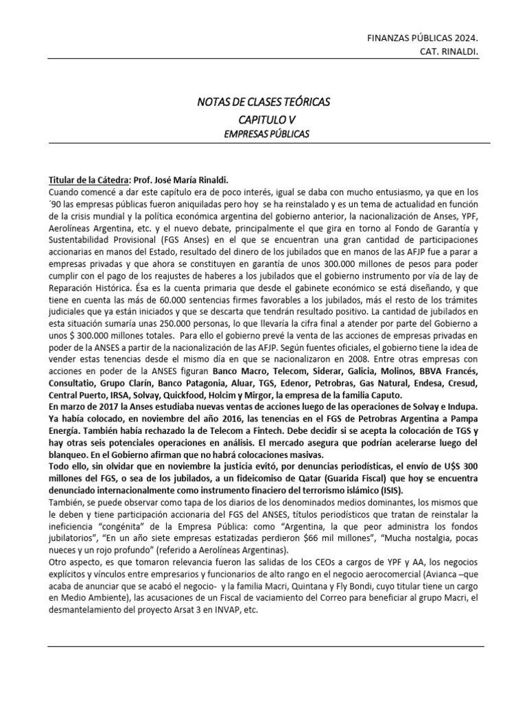 Notas de Clases. Capítulo 5 FP 2024 | PDF | Business | Negocios
