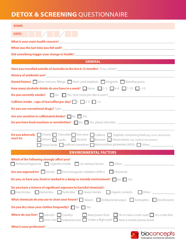 Detox Screen.Questionnaire-EDIT | PDF