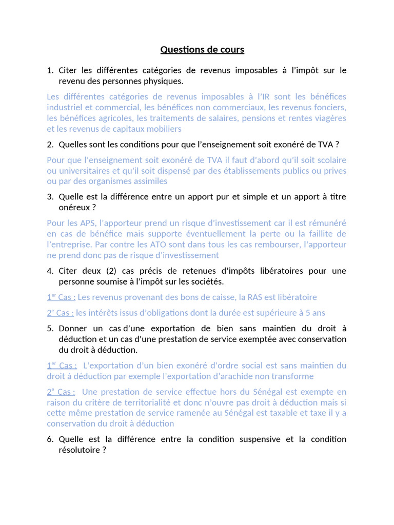 Questions de Cours | PDF