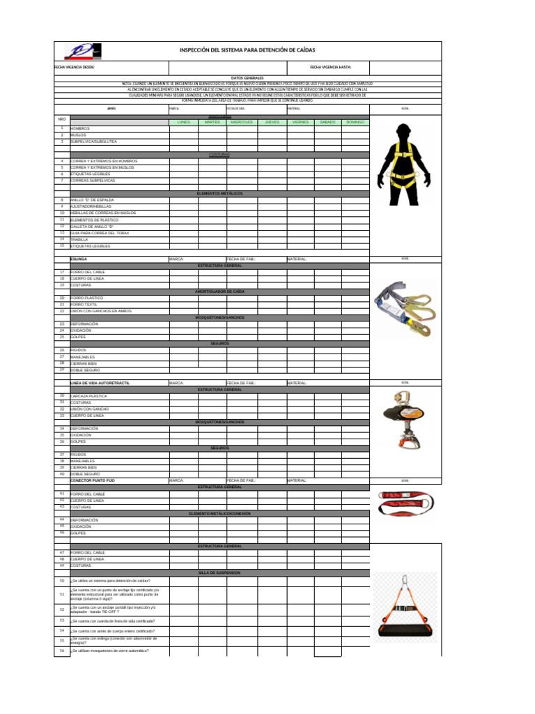 Inspeccion Equipos de Alturas | PDF