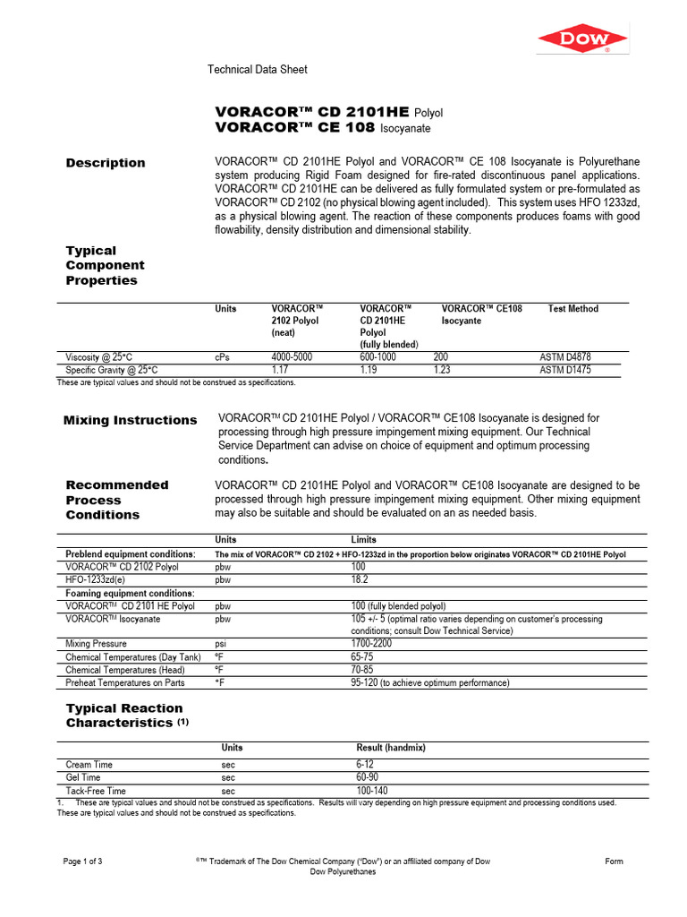 Voracor CD 2101he TDS From Voracor CD 2102 Polyol | PDF | Materials ...