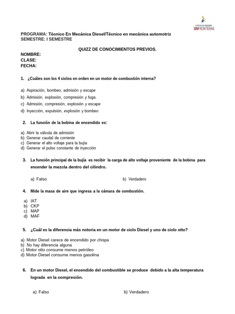 Quiz de Inico | PDF