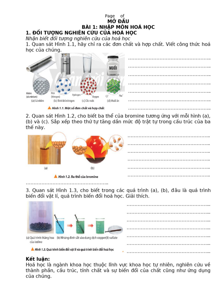 Bài 1-Nhap Mon Hoa Hoc-Hoá 10 CTST | PDF