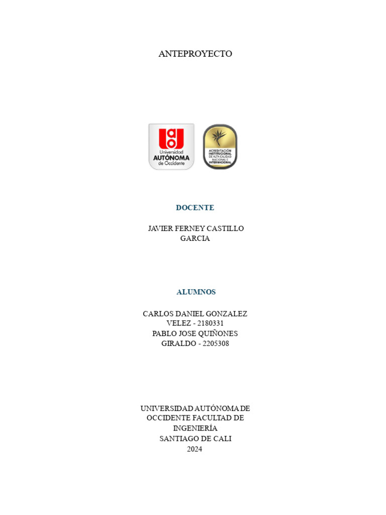 Anteproyecto Rob | PDF