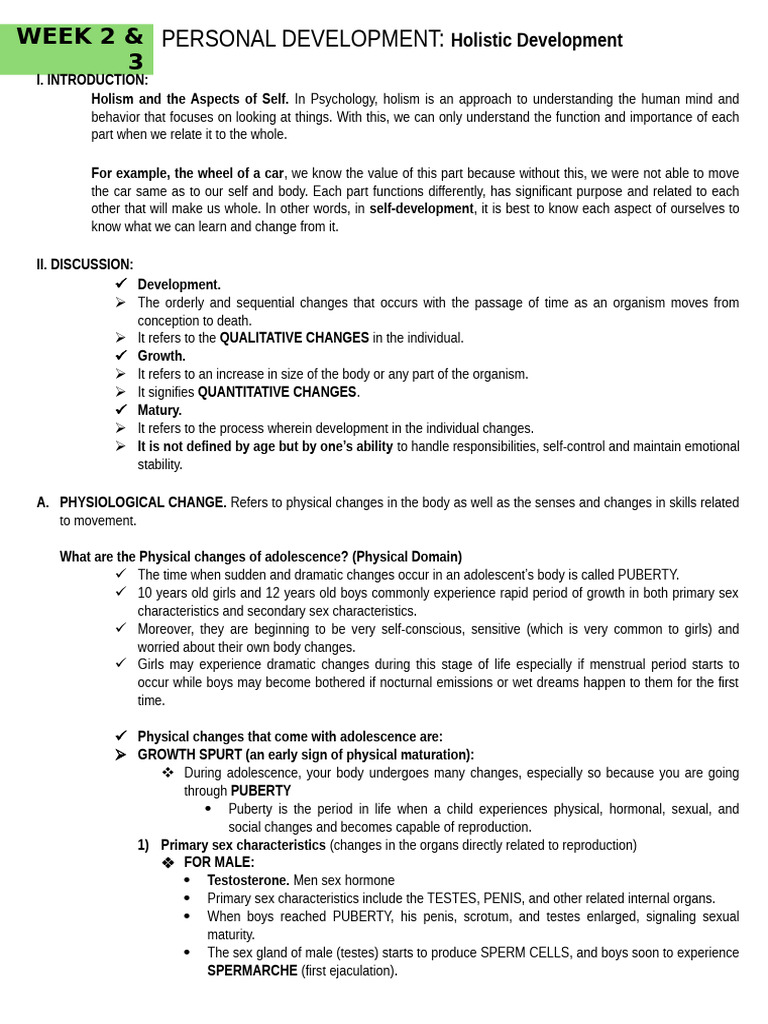 Perdev Week 2 3. Holistic Development With The Different Life Tasks | PDF