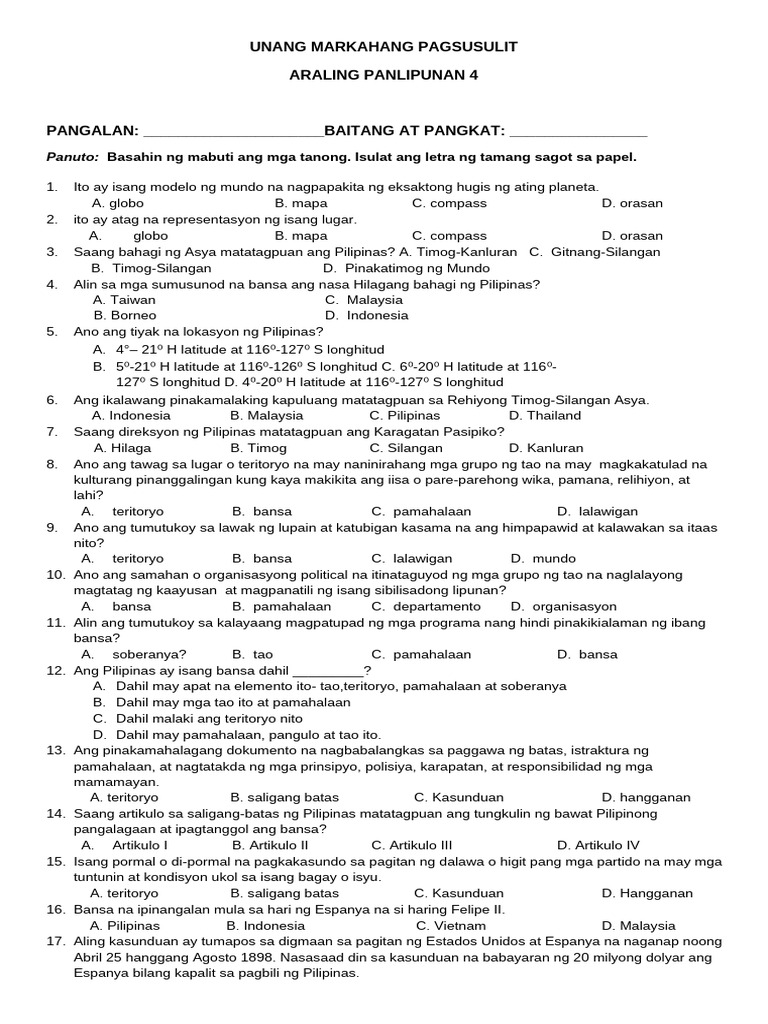 AP 1st Grading Matatag Based. | PDF