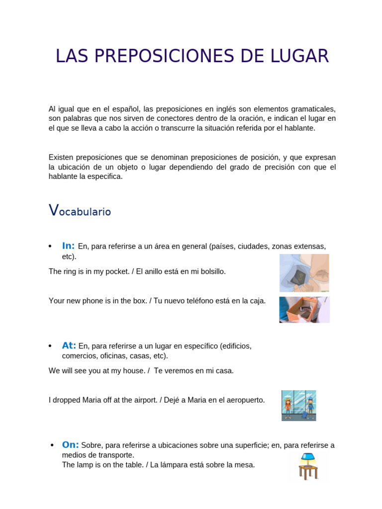 Las Preposiciones de Lugar | PDF