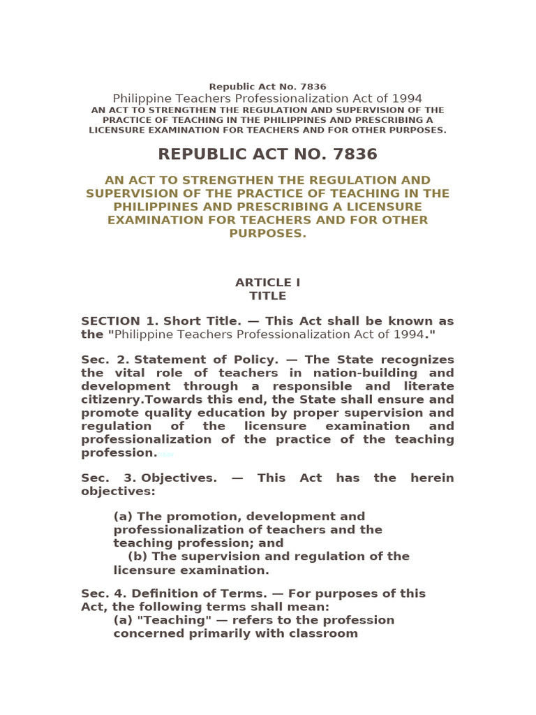 2 Republic Act No 7836 | PDF
