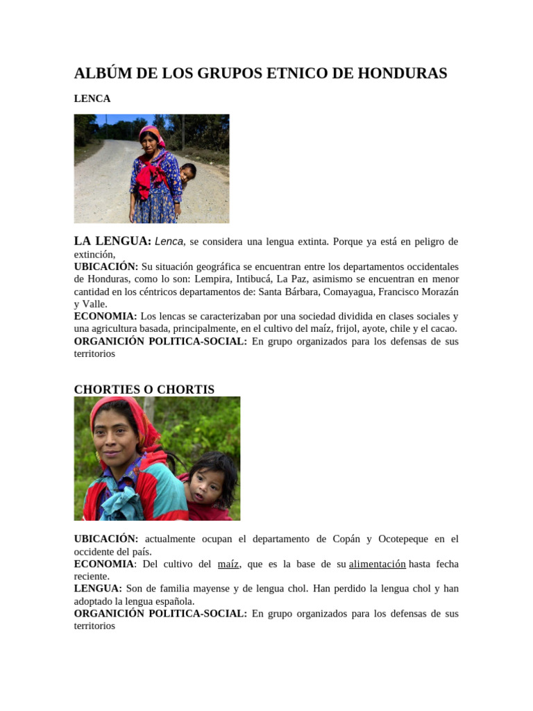 Albúm de Los Grupos Etnico de Honduras | PDF